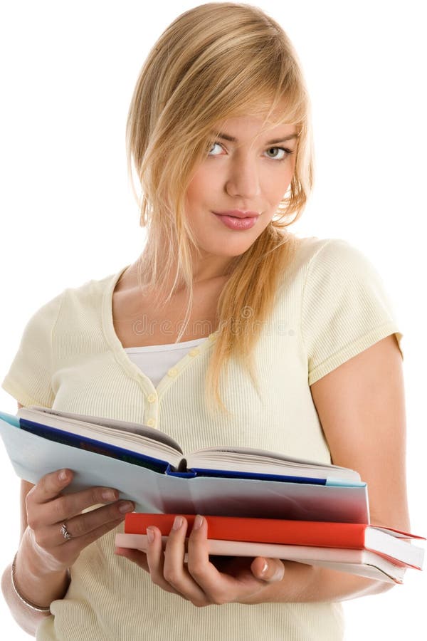Girl with books stock image. Image of holding, cool, homework - 11680093