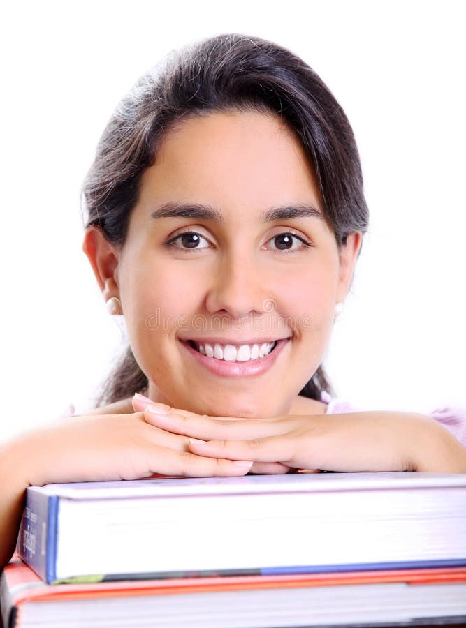 Girl and books stock image. Image of close, person, latin - 14676643
