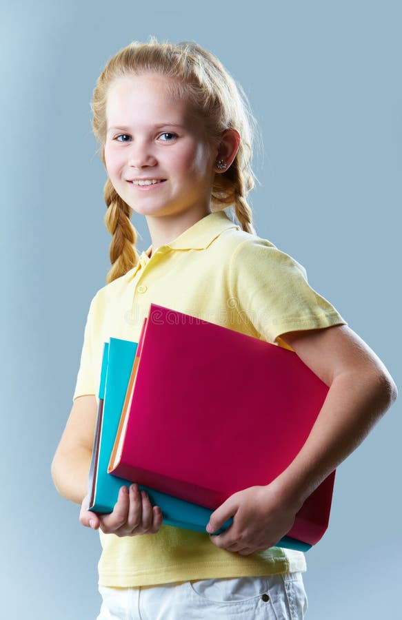 Girl with books stock image. Image of portrait, female - 16558299