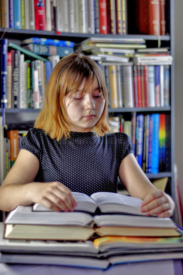Girl and books stock image. Image of child, books, girl - 31220719