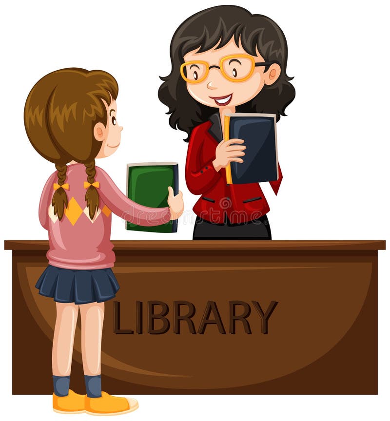 Girl Borrowing Book from Library Stock Vector - Illustration of youth ... Girl Borrowing Book from Library Stock Vector - Illustration of youth ...