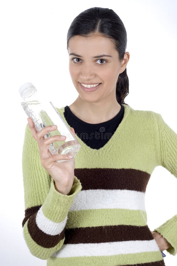 Girl with bottle of water stock photo. Image of brunette - 2512474