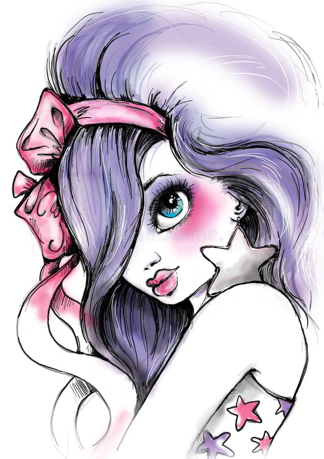 Girl with bow stock illustration. Illustration of woman - 28940173