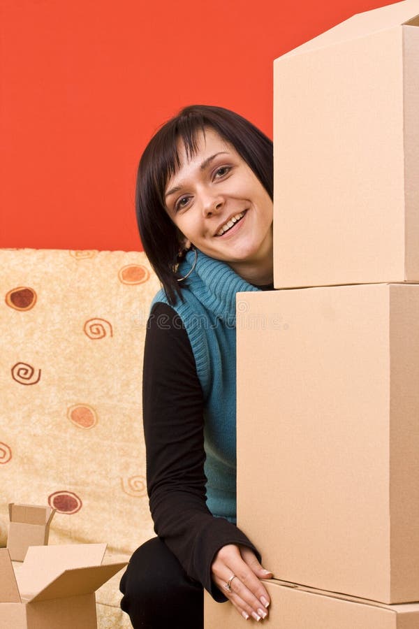 Girl and box stock photo. Image of lifting, isolated - 16660212