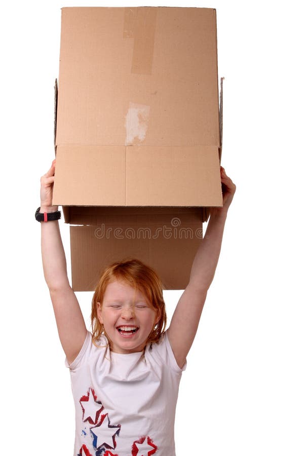 Young Woman Carrying Heavy Large Box Package Stock Photos - Free ...