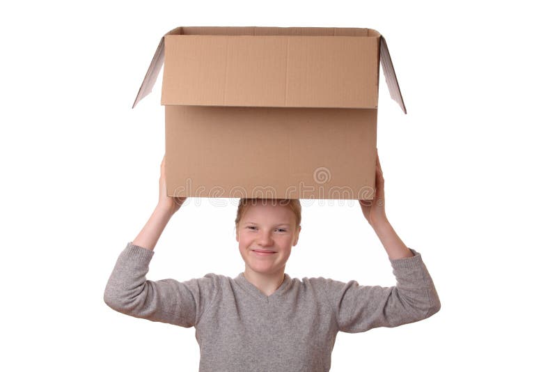 Girl with box stock photo. Image of happy, happiness - 28673700
