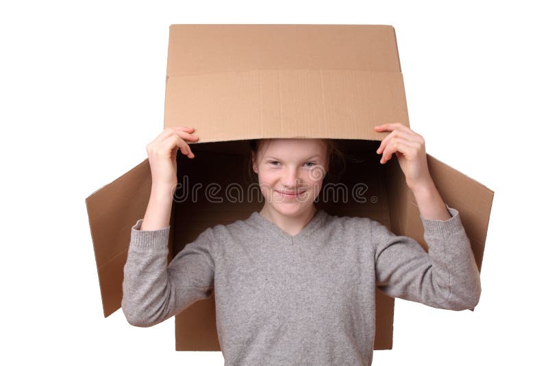 Young Woman Carrying Heavy Large Box Package Stock Photos - Free ...