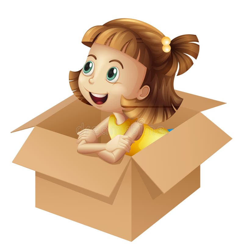 A girl in a box stock illustration. Illustration of kids - 29373556