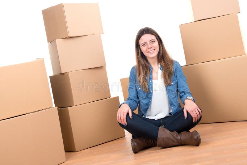 Girl with boxes stock photo. Image of concept, life, pretty - 42877208