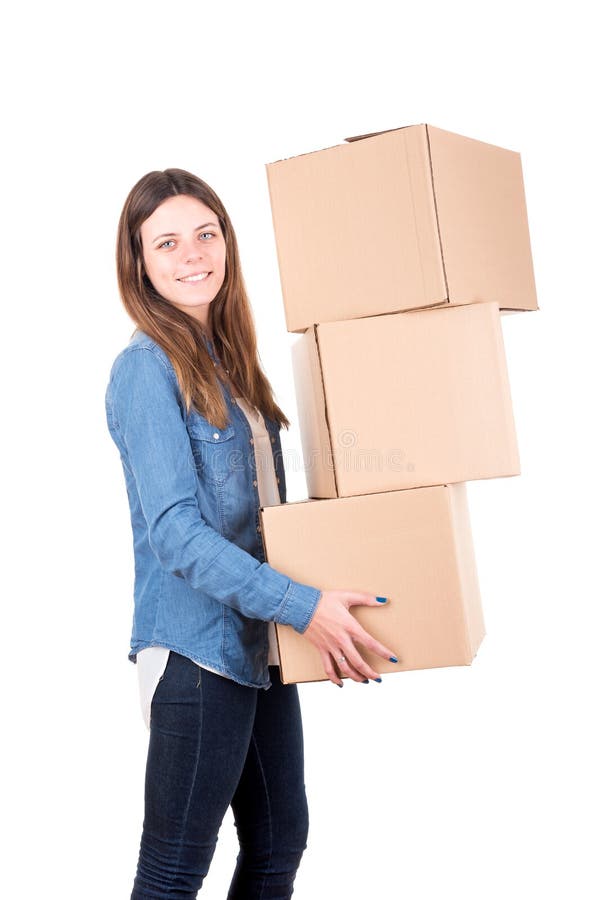 Girl with boxes stock photo. Image of fragile, clothes - 42937706