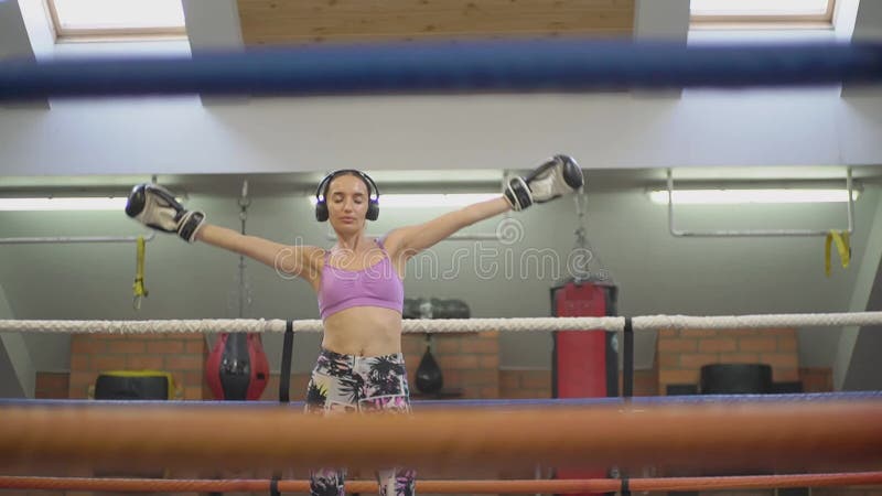Girl in boxing training stock video. Video of kickboxing - 250618411