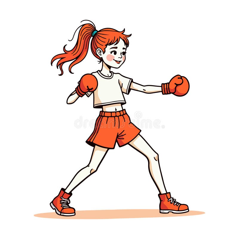 Girl Boxing Training Illustration Stock Vector - Illustration of shorts ...