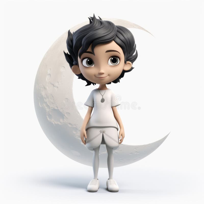 Charming Anime Character in White Standing in Front of the Moon Stock ...