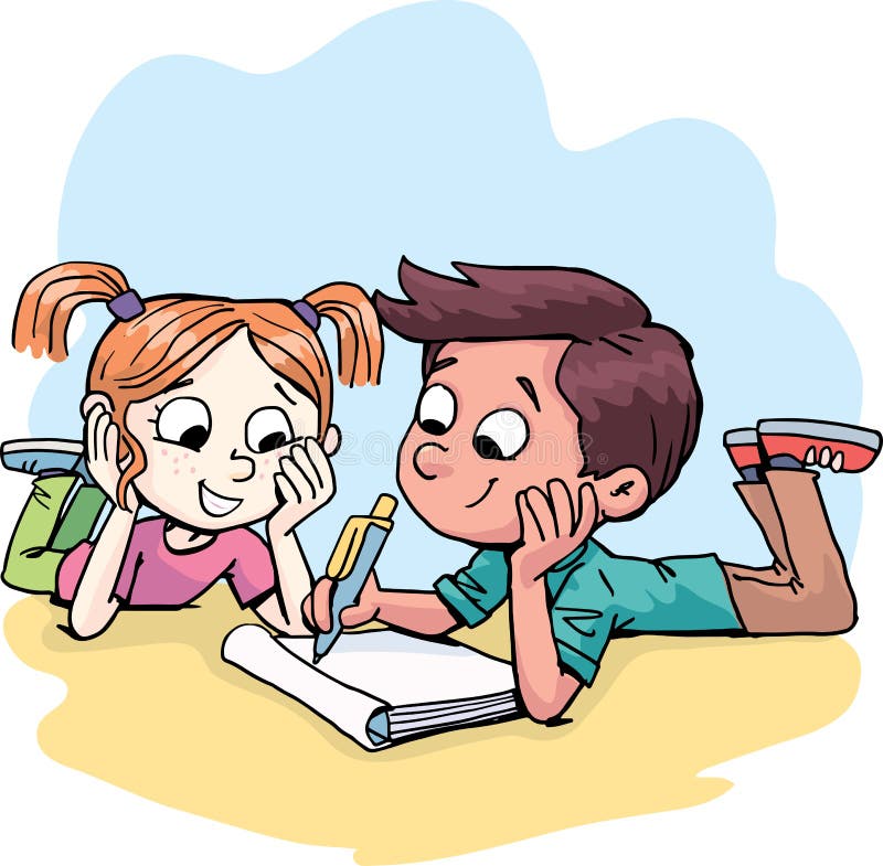 Boy and a Girl Together Ready To Draw Stock Vector - Illustration of ...