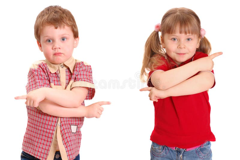 The Girl and the Boy Specify a Way Stock Photo - Image of isolation ...