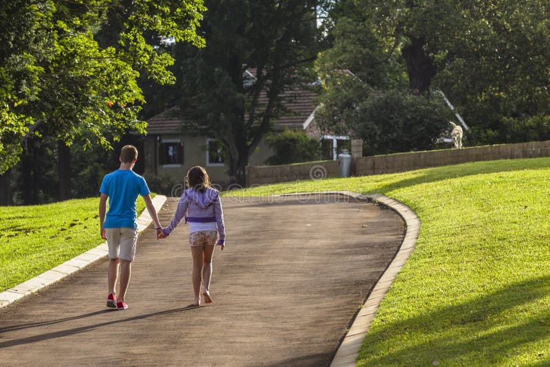 Girl Boy Walk Home stock image. Image of kids, sister - 28350883