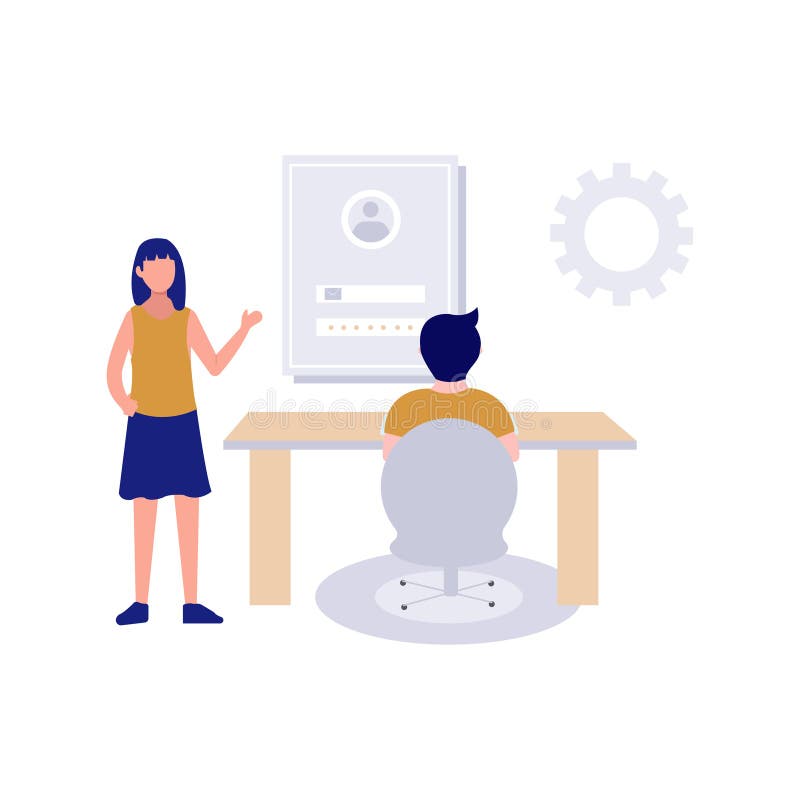 Girl and Boy are Working on Profile Password Stock Illustration ...