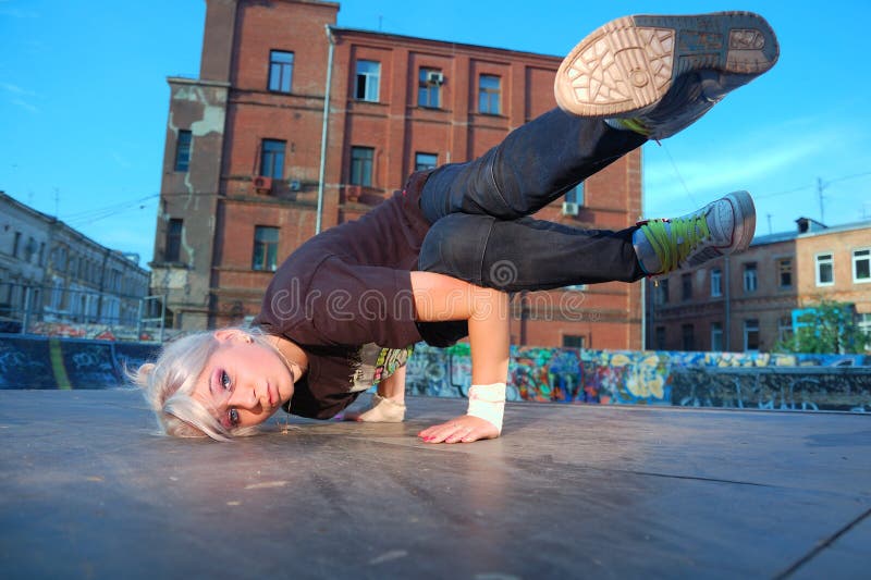 Girl break-dancer stock photo. Image of jumping, life - 10410974