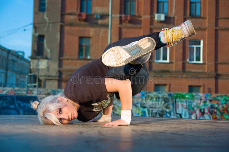 Girl break-dancer stock photo. Image of exercising, casual - 10451640