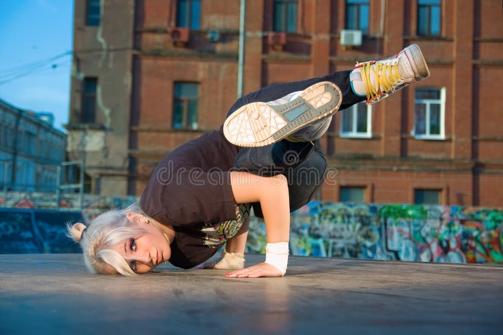 Girl break-dancer stock photo. Image of exercising, casual - 10451640