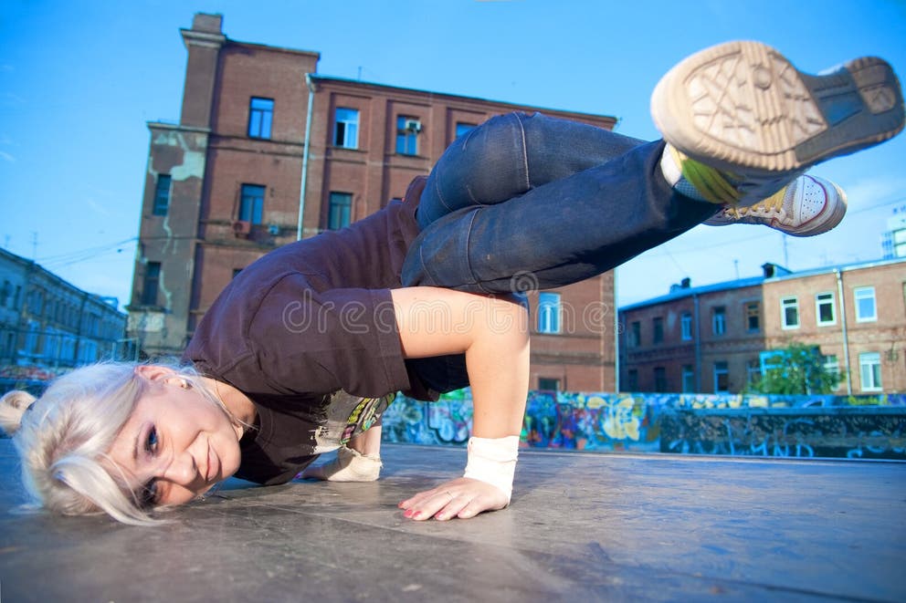 Girl break-dancer stock photo. Image of funky, exercising - 10451650