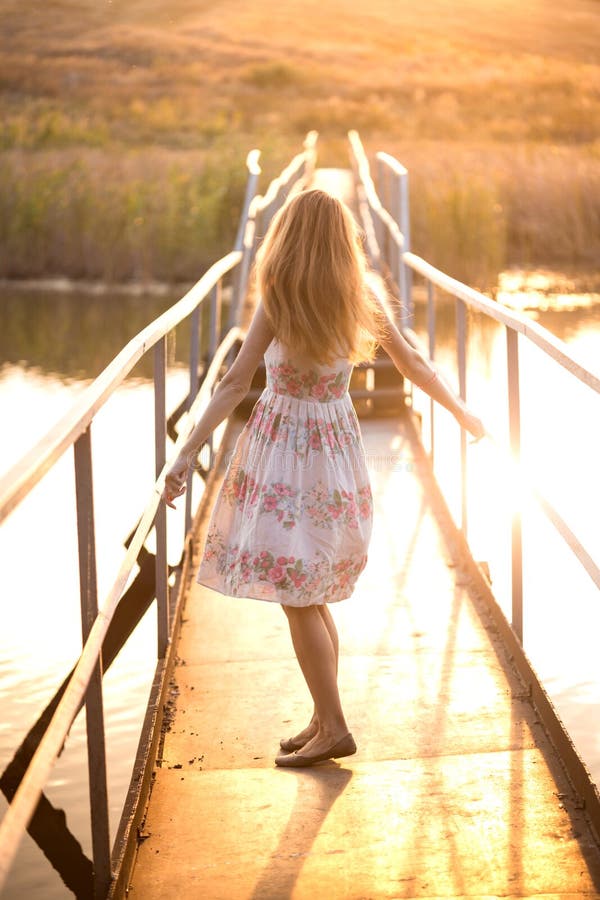 Girl on a bridge stock photo. Image of beautiful, bridge - 100200530