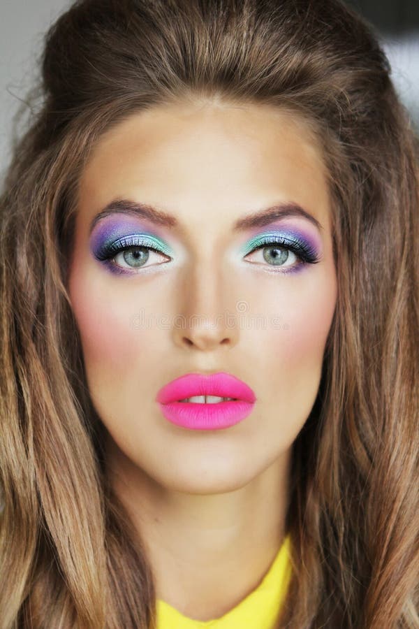 A girl with bright makeup stock image. Image of fruit - 69086307