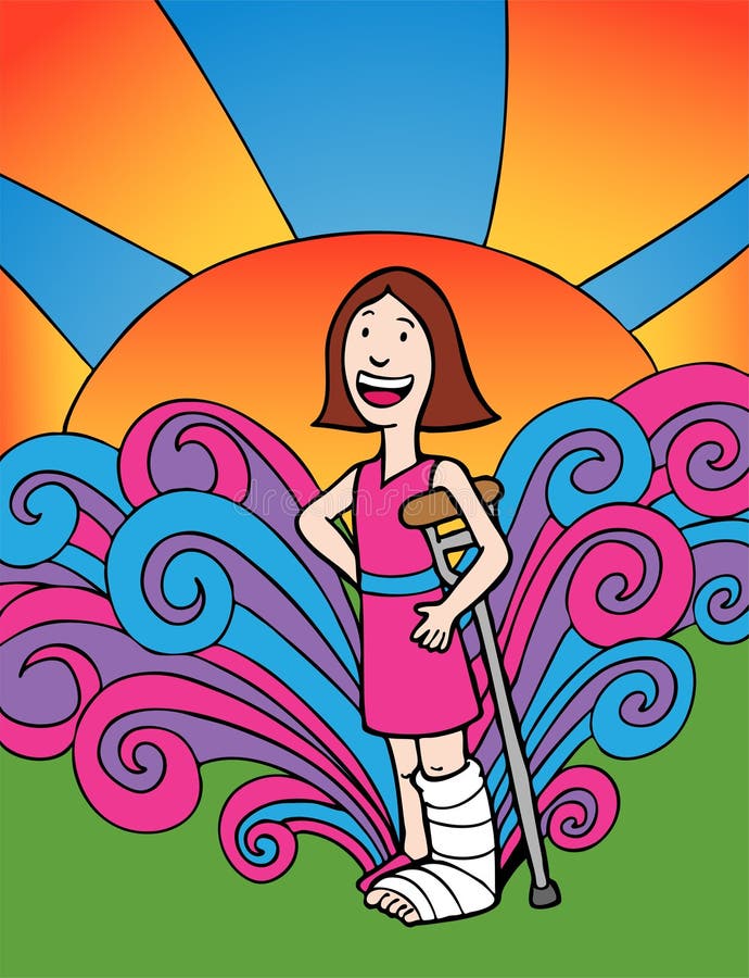 Girl Broken Leg stock vector. Illustration of injured - 9363097