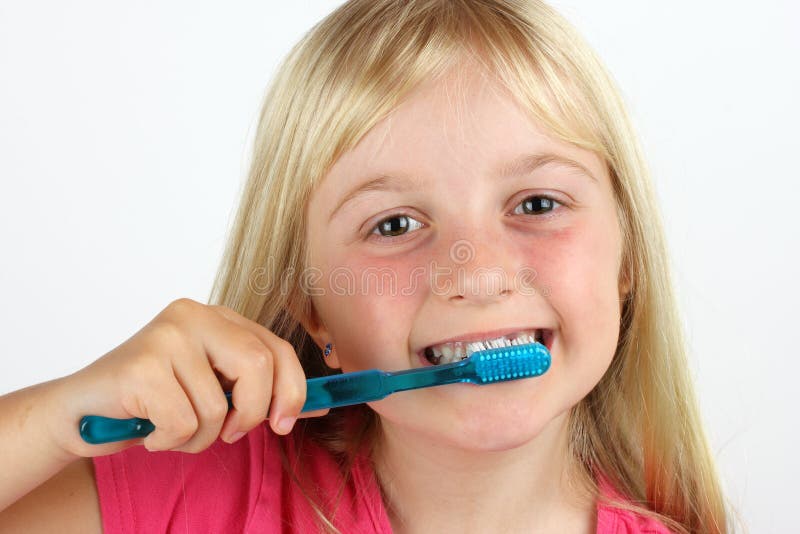 Girl brushing her teeth stock image. Image of child, teeth - 3145593