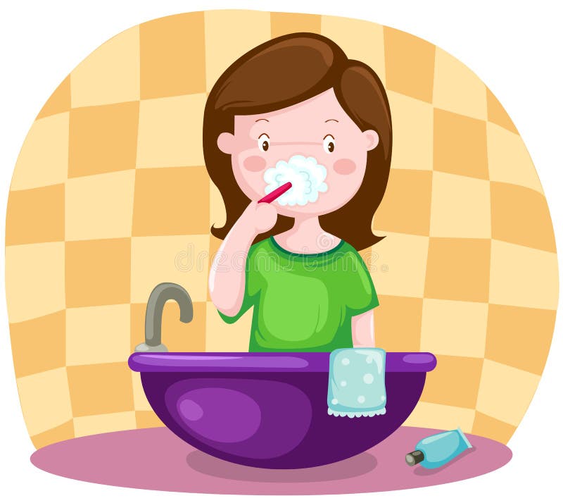 Girl Brushing Teeth Stock Illustrations – 1,821 Girl Brushing Teeth ...
