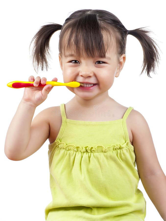 Girl brushing teeth stock image. Image of little, brushing - 25667491