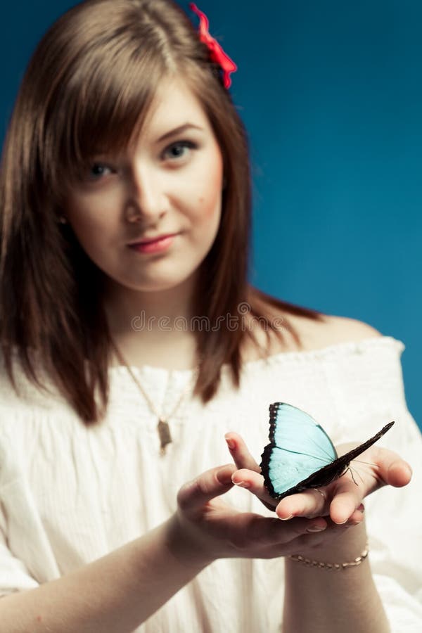 Girl and butterfly stock photo. Image of style, beauty - 13483504