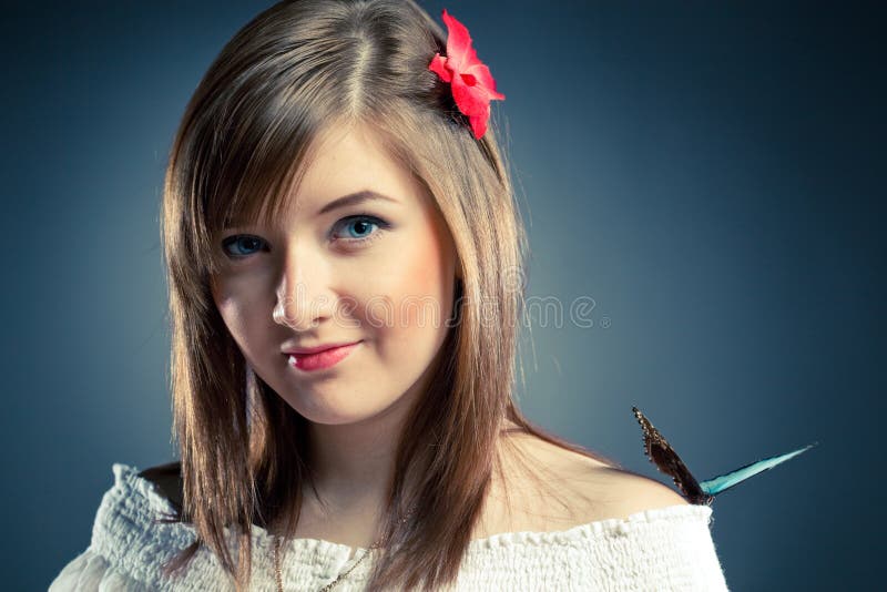 Girl and butterfly stock photo. Image of style, beauty - 13483504