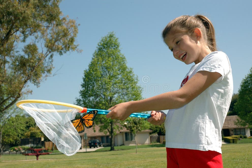 Girl and butterfly 3 stock photo. Image of wings, playing - 105846