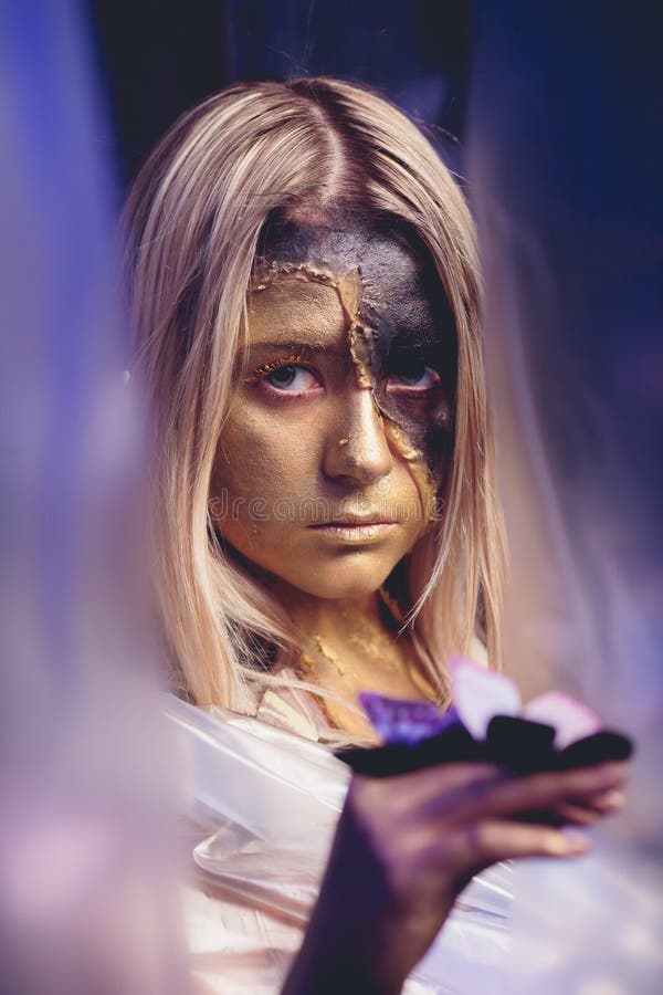 Girl butterfly art stock photo. Image of concept, female - 98924964