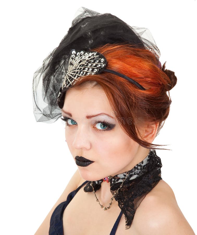 Girl in a Cabaret Style on a White Stock Image - Image of enjoyment ...