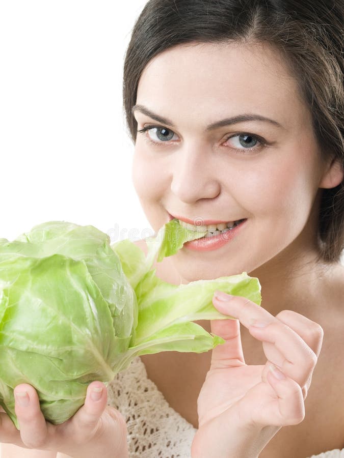 Girl with cabbage stock image. Image of adult, hold, nutrition - 24073327