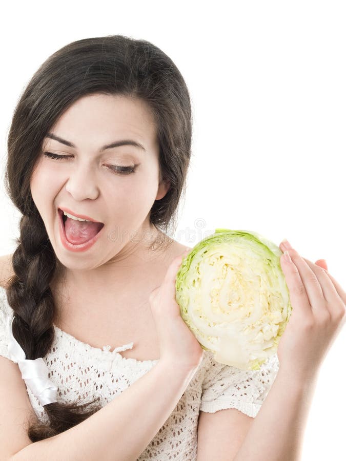 Girl with cabbage stock image. Image of meal, face, healthy - 24073379