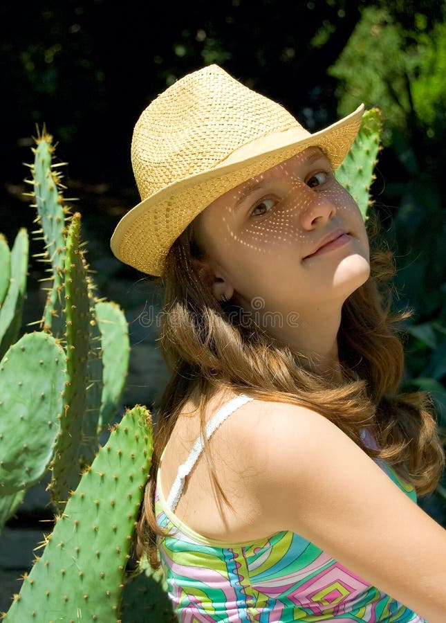 Girl and cactus stock image. Image of smiling, child - 10841537