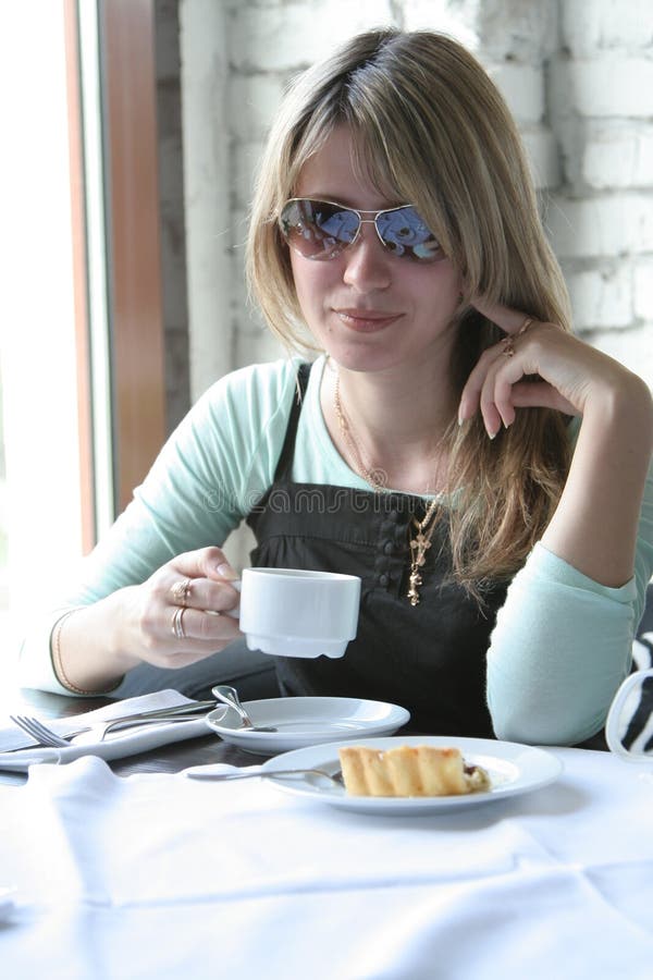 The girl in cafe stock photo. Image of female, girls, beautiful - 7016806