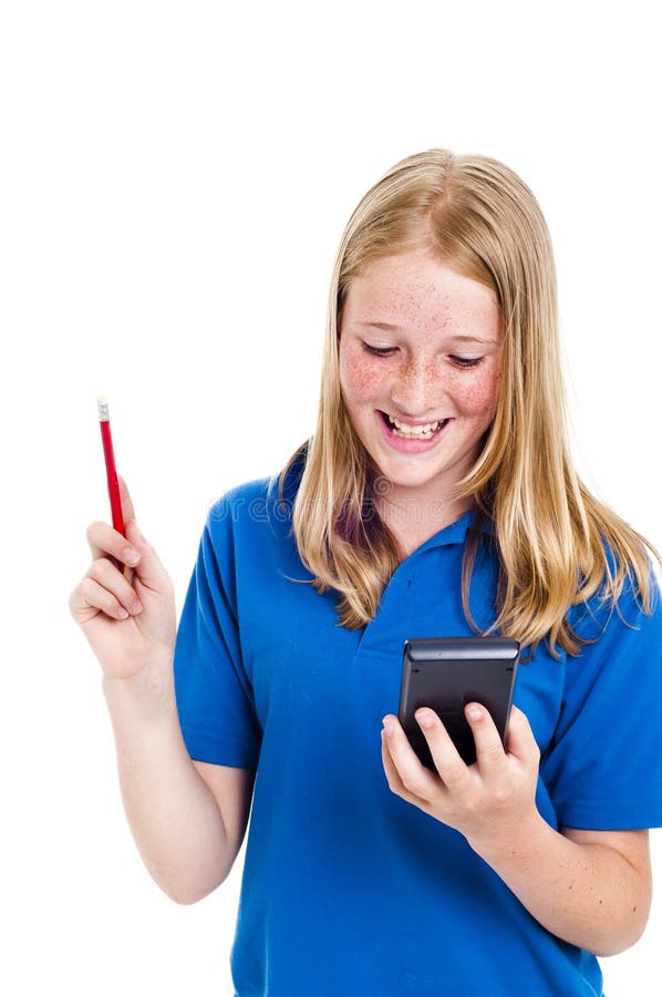 Girl and calculator stock photo. Image of learn, child - 11937482