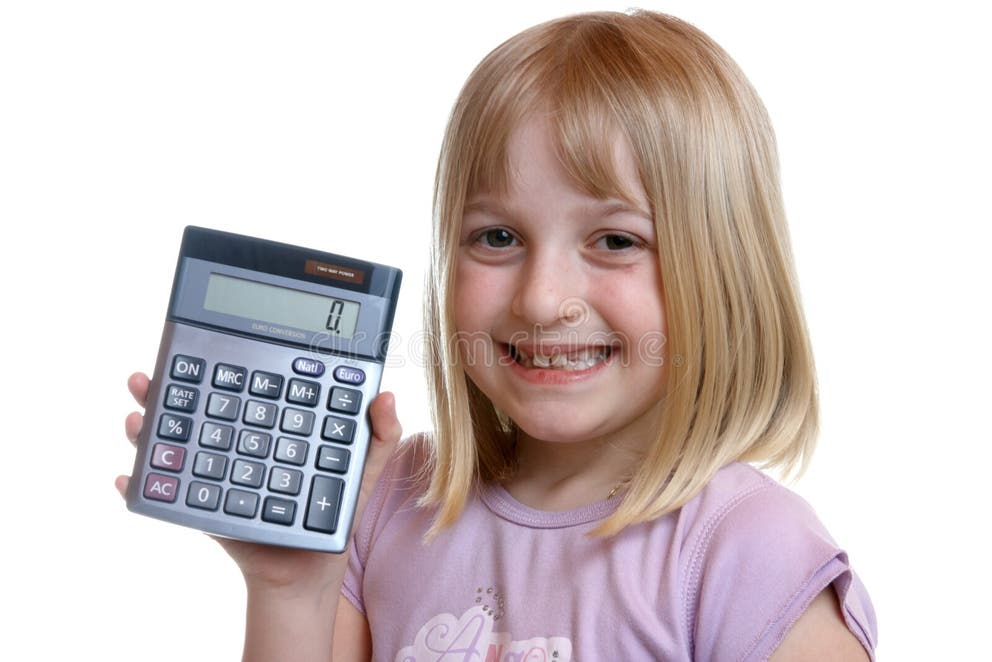Girl with Calculator stock photo. Image of teen, math - 4601812