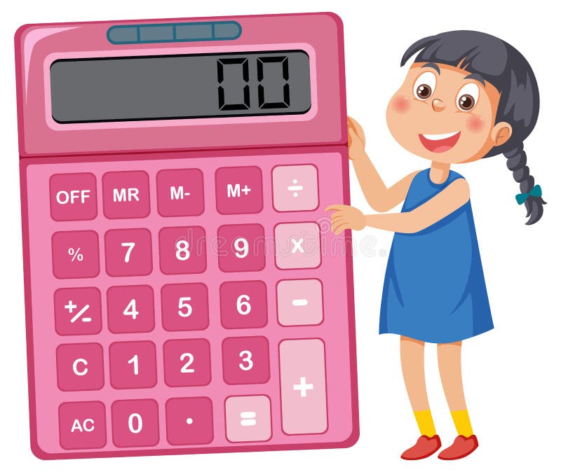 Girl with Calculator Cartoon Stock Vector - Illustration of primary ...