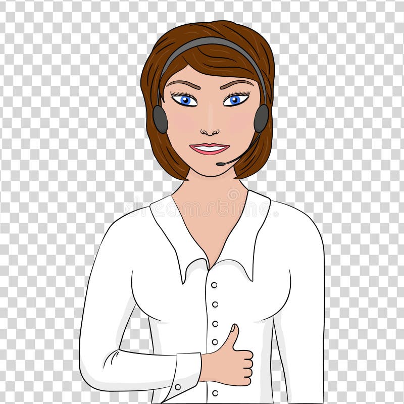 Girl Call Center Operator on Transparent Background. Stock Vector ...