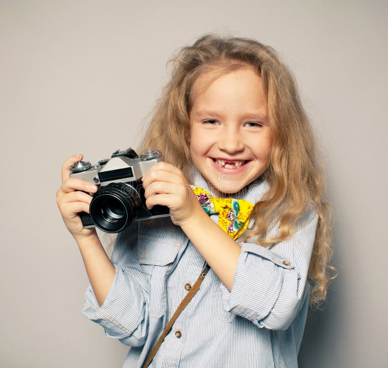 Girl with camera. stock photo. Image of concepts, children - 37116876