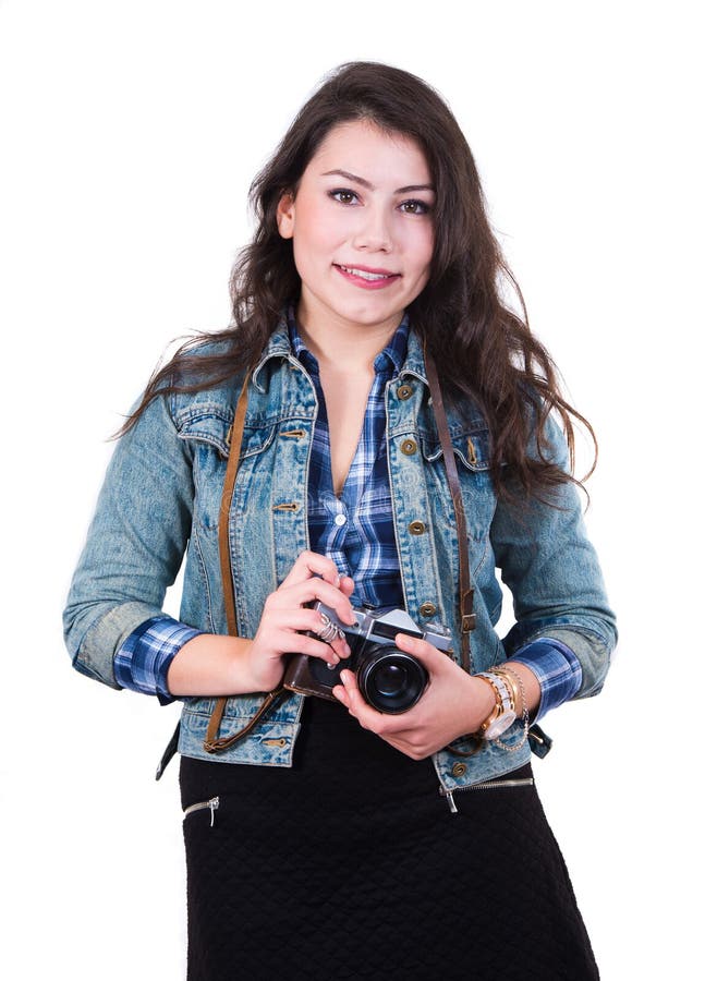 Girl with camera stock photo. Image of lifestyle, fashion - 50544778