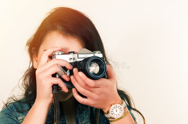 Girl with camera stock photo. Image of person, lifestyle - 62099274
