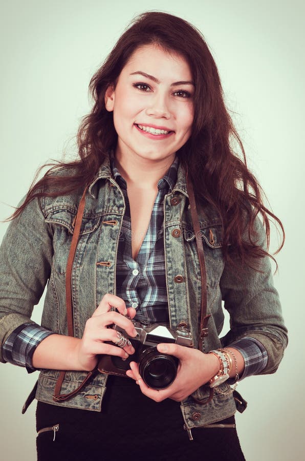 Girl with camera stock photo. Image of fashion, person - 62099346