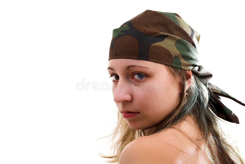 Girl in camouflage stock photo. Image of haired, trouble - 3285572