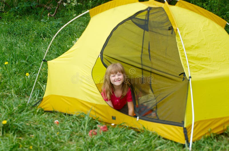 Girl In Camping Tent Stock Photography - Image: 31794972